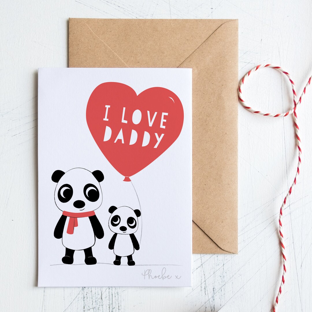 Daddy Father's Day Card With Cute Pandas - Personalised Card for Daddy ...