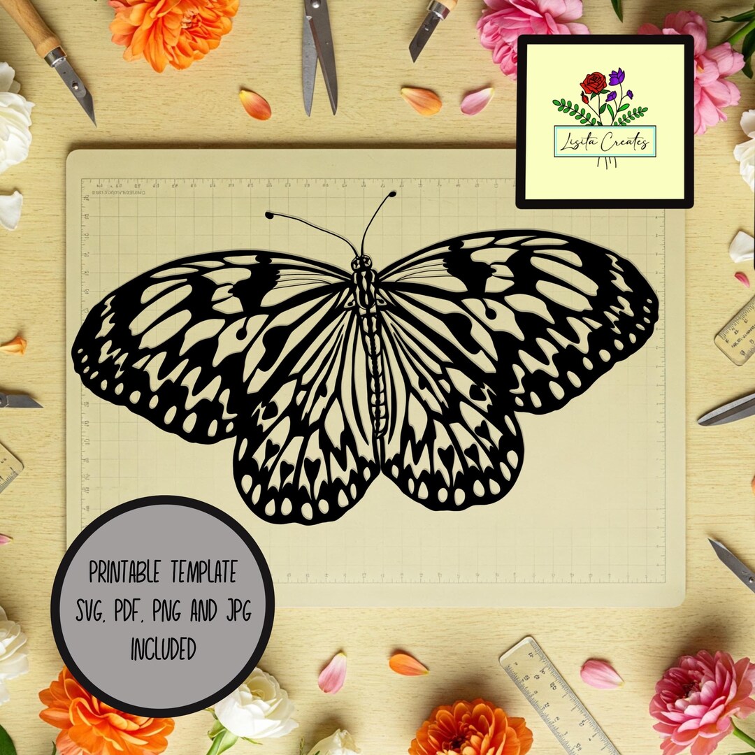 Butterfly Paper Cut Template SVG, PDF, PNG and Jpg for Hand Cutting and ...
