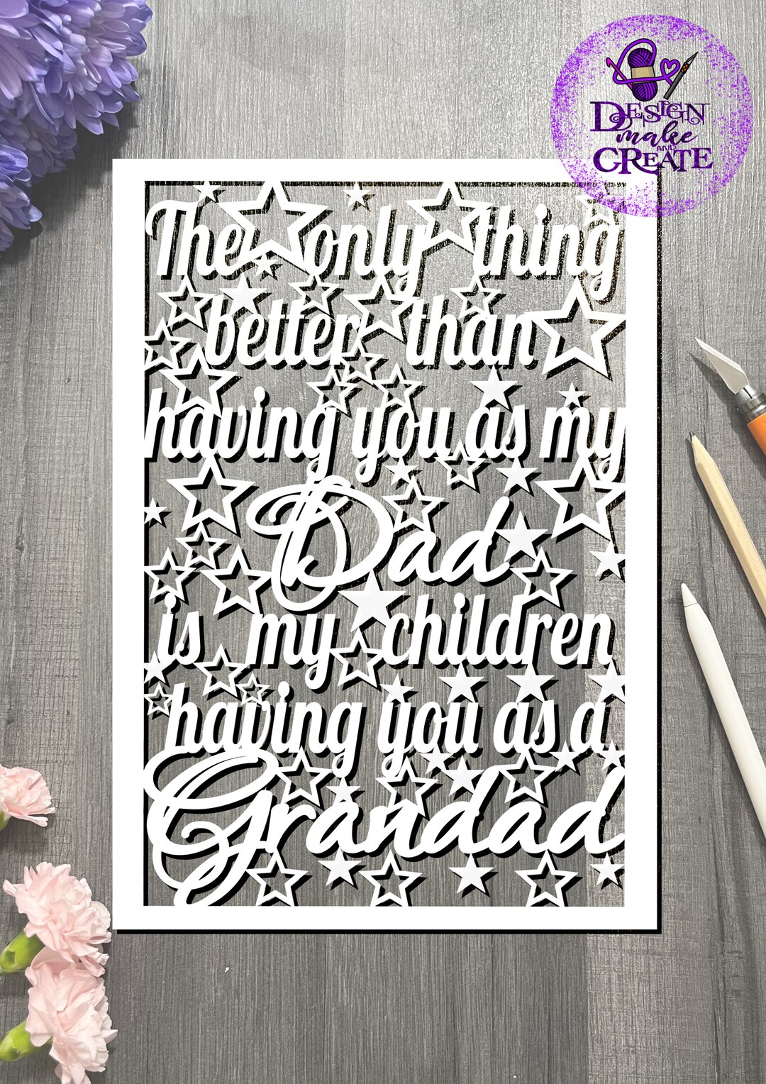 Dad Grandad Paper Cut Template - Etsy