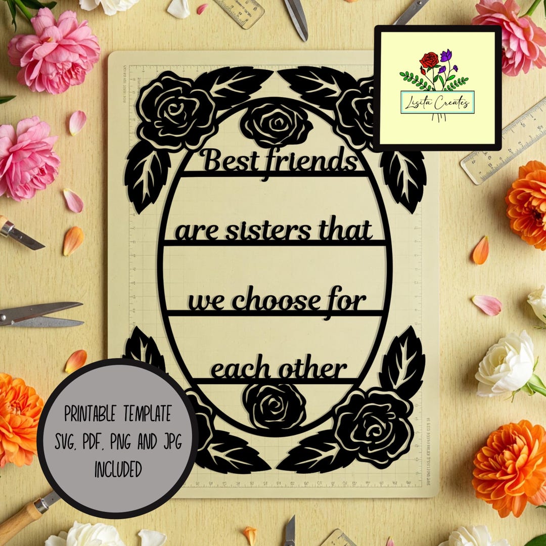 Best Friends Paper Cut Template SVG, PDF, PNG and Jpg for Hand Cutting ...