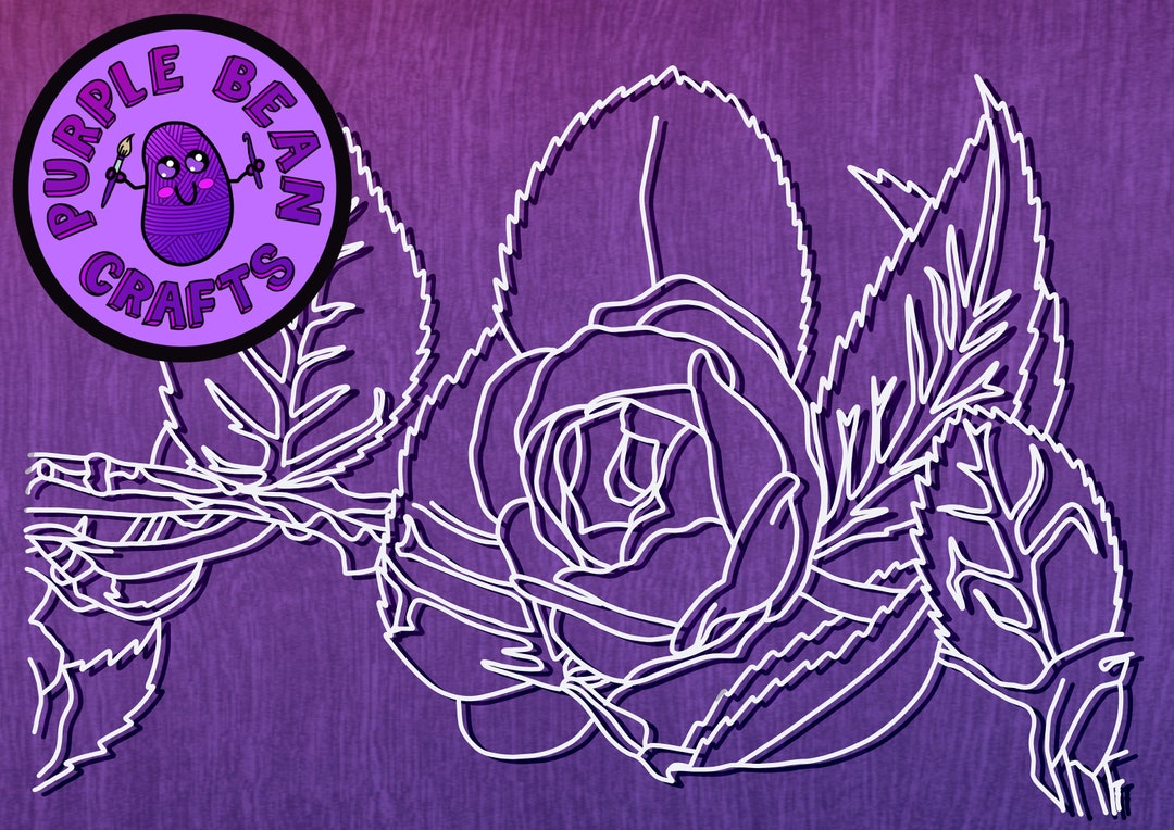 Rose Outline Paper Cut Template - Etsy