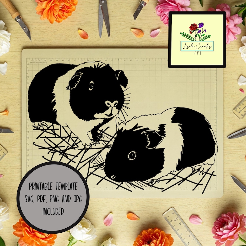 Guinea Pig Paper Cut Template SVG, PNG, PDF and Jpg for Hand Cutting ...