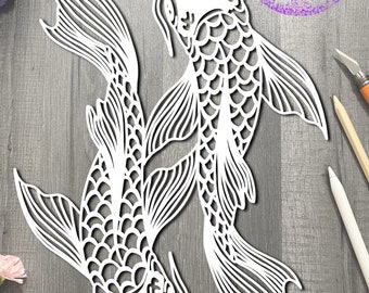Fish SVG File Paper Cut Out Designs Paper Cutting Art Templates DIY ...