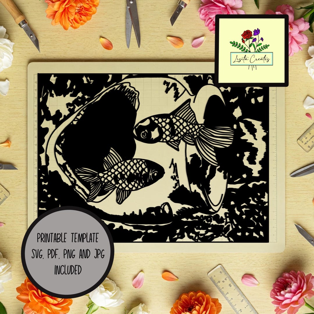 Fish Tank Paper Cutting Template SVG, PDF, PNG and Jpg for Hand Cutting ...