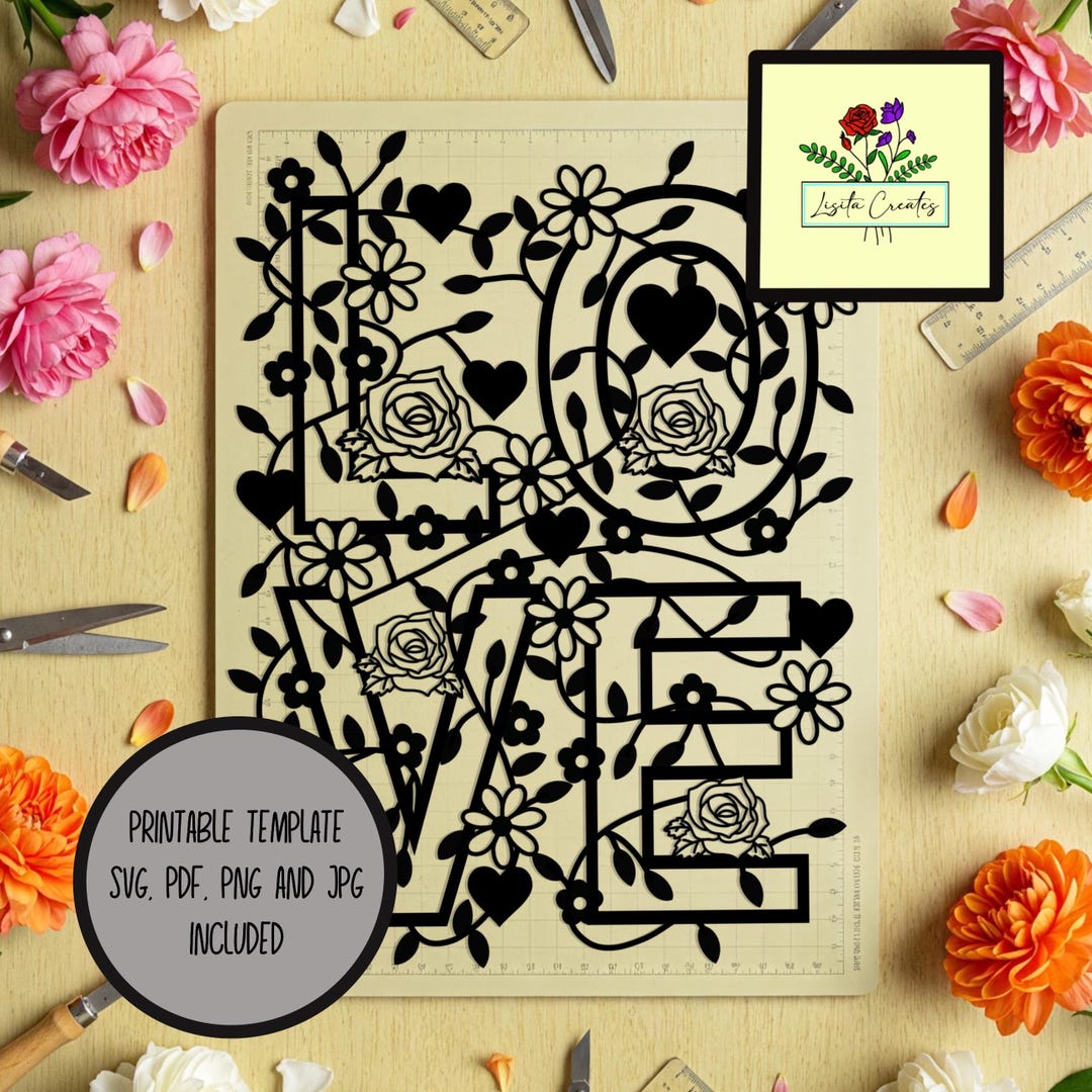 Love Paper Cutting Template SVG, PDF, PNG and Jpg for Hand Cutting and ...
