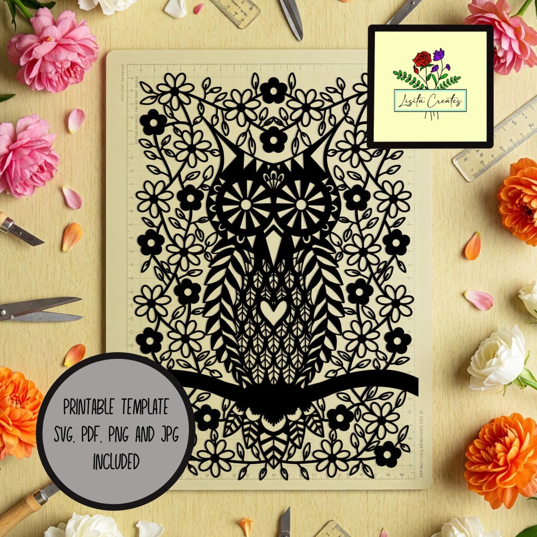 Owl Papercut Template SVG, PNG, PDF and Jpg for Hand Cutting and ...