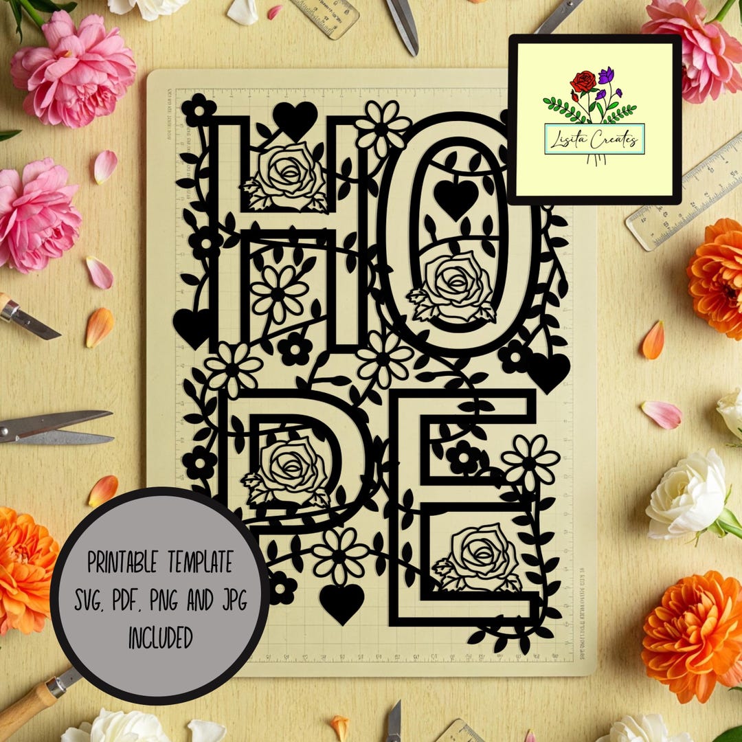 Hope Paper Cutting Template SVG, PDF, PNG and Jpg for Hand Cutting and ...