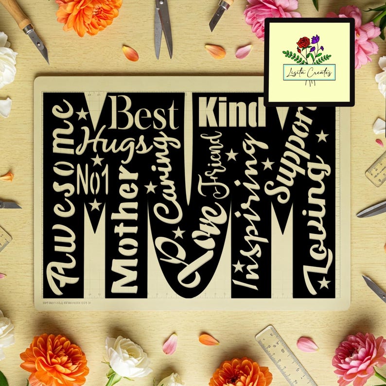 Mum Words Papercutting Template - Etsy