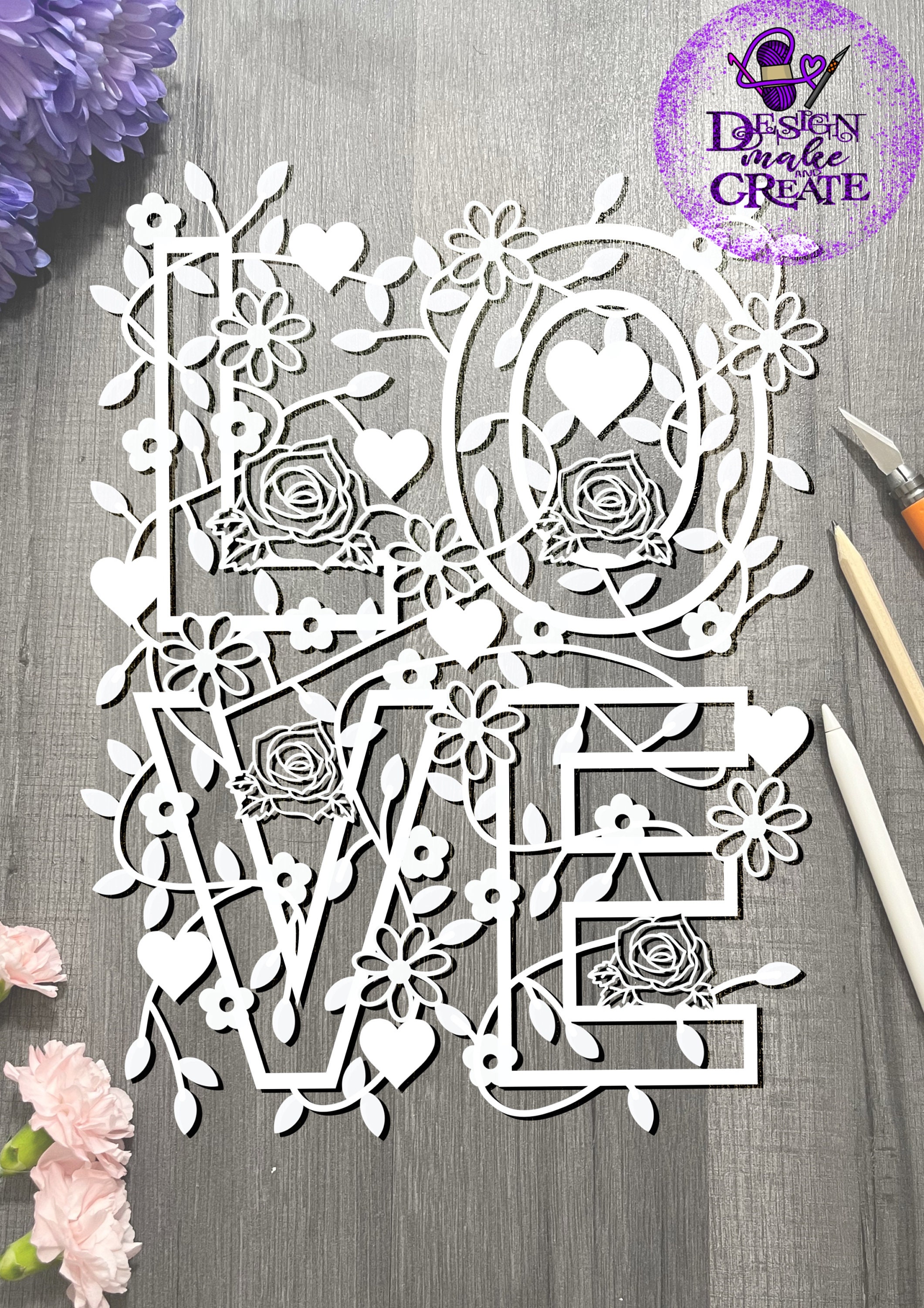 LOVE Paper Cutting Template - Etsy