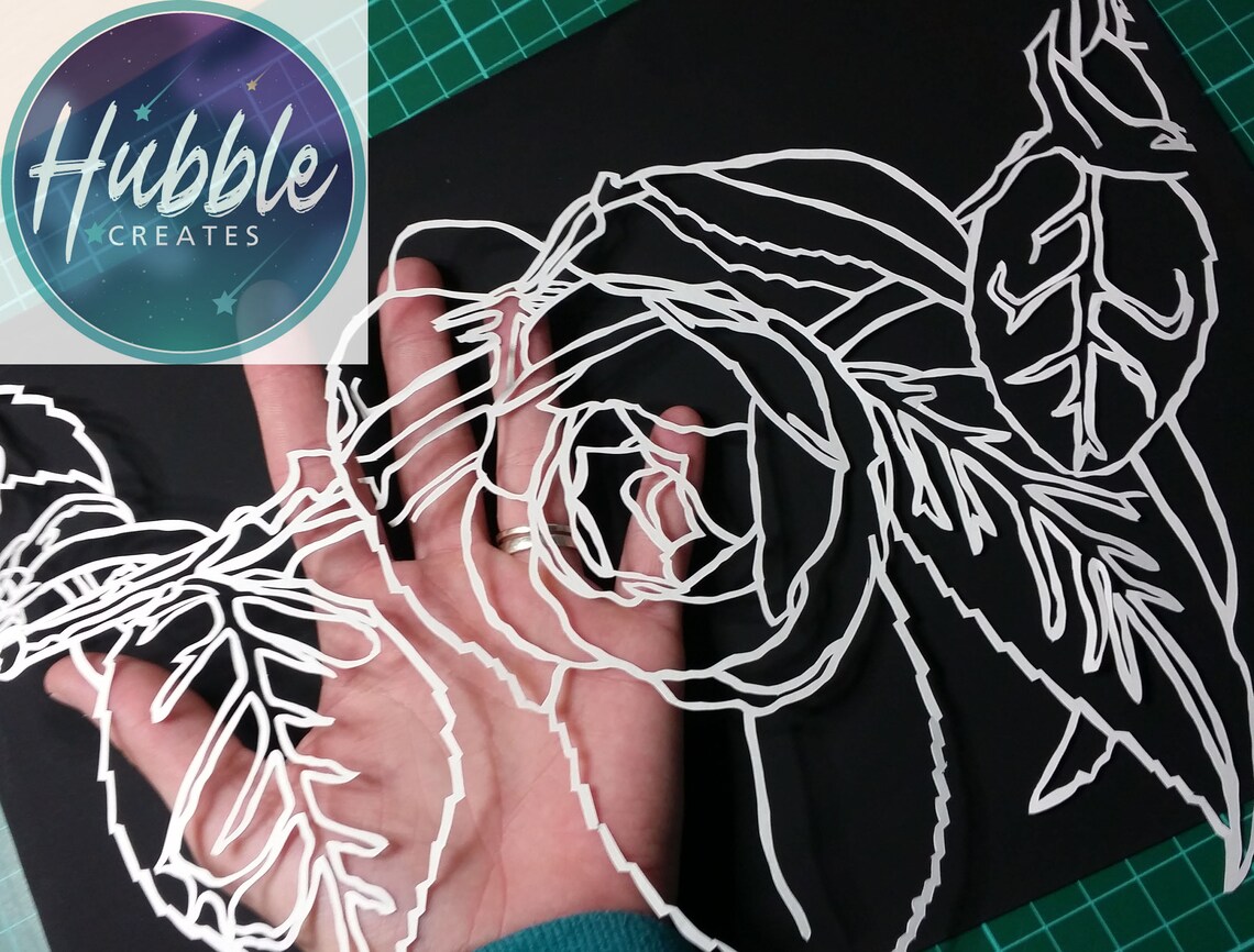 Rose Outline Paper Cut Template - Etsy