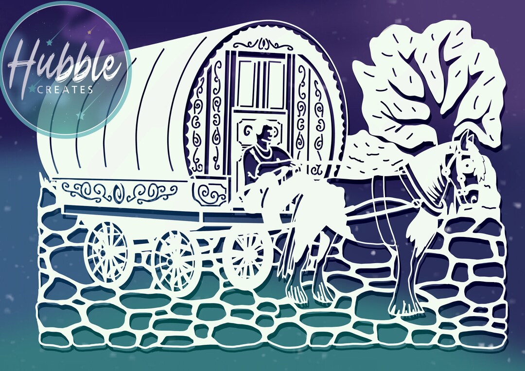 Wagon and Horse Paper Cut Template - Etsy