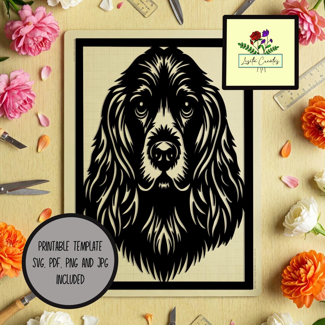 Spaniel Paper Cutting Template SVG, PDF, PNG and Jpg for Hand Cutting ...
