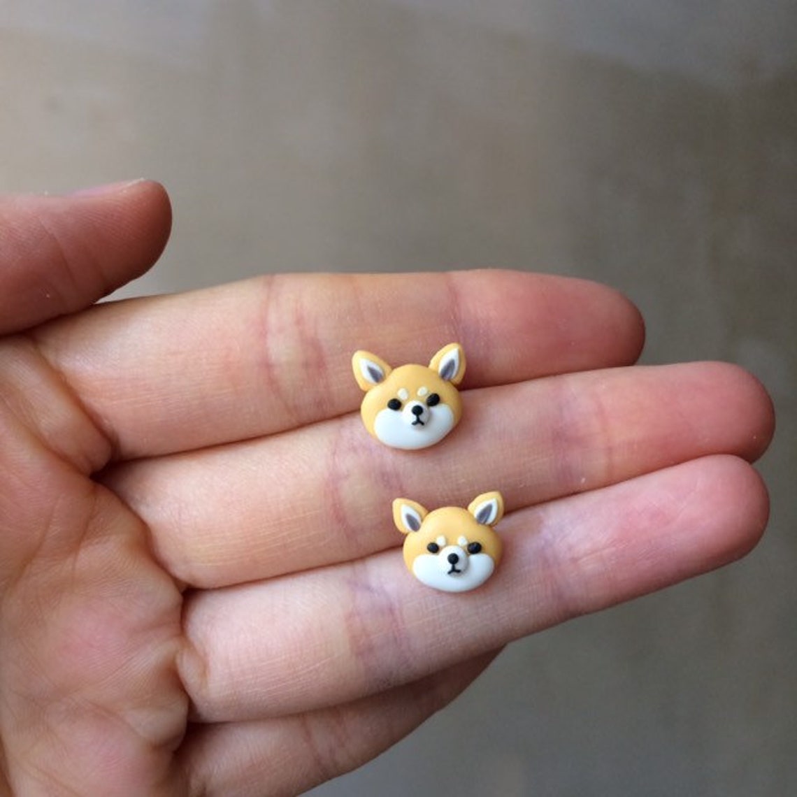 Shiba Inu dog earrings polymer clay animal jewelry Studs | Etsy