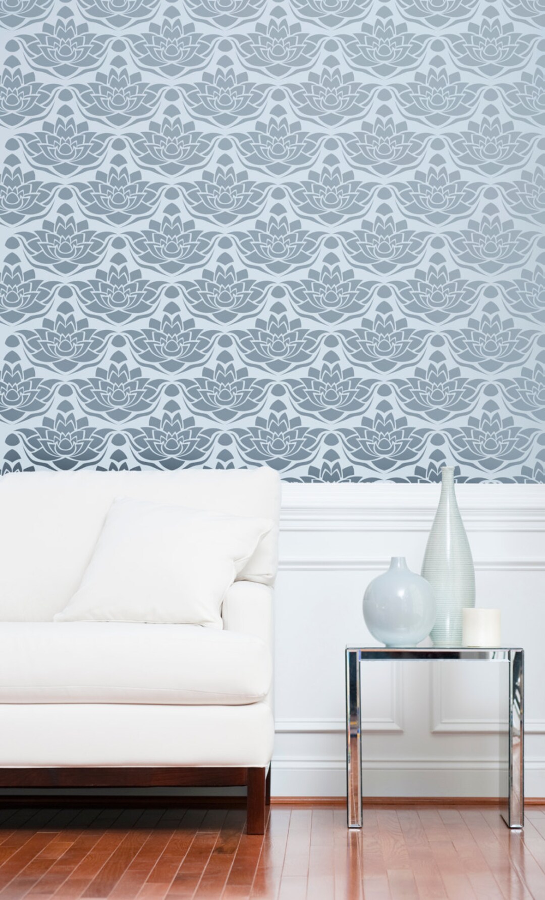 LOTUS FLOWER Repeating Wallpaper Stencil / Reusable Stencils / DIY ...