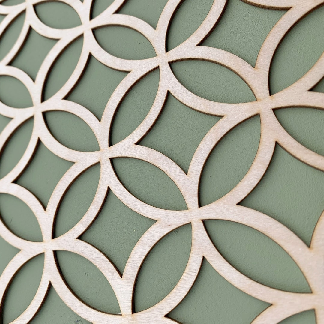 Geometric Wood Inlay Panel: Ellipses & Diamonds, Self Adhesive - Etsy