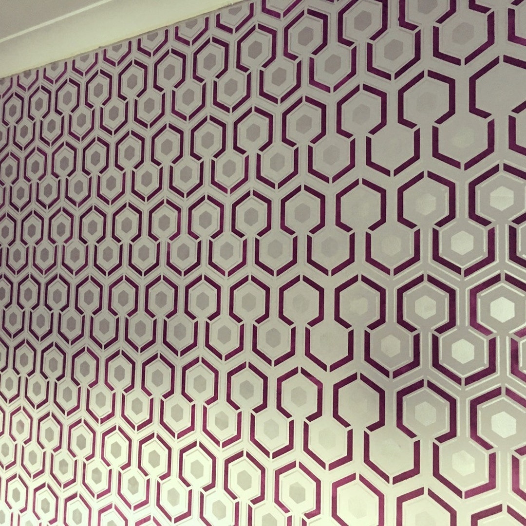 HICKS HEXAGON Repeating All Over Wallpaper Stencil / Reusable / DIY ...