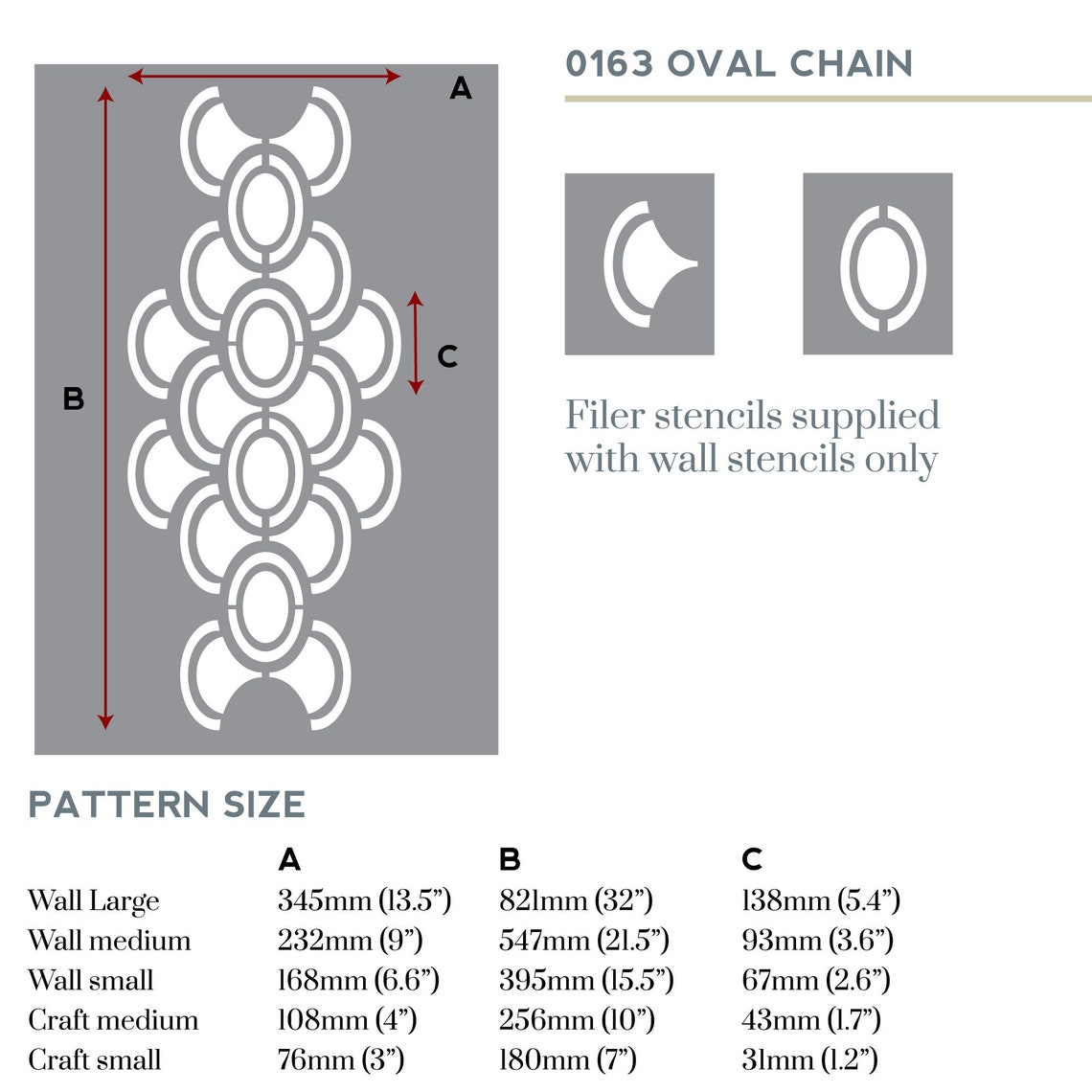 OVAL CHAIN Large Stencil for Decorating Walls. A Geometric - Etsy
