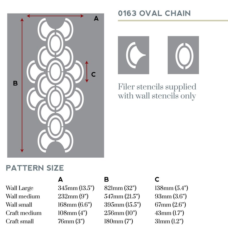 OVAL CHAIN Large Stencil for Decorating Walls. A Geometric - Etsy