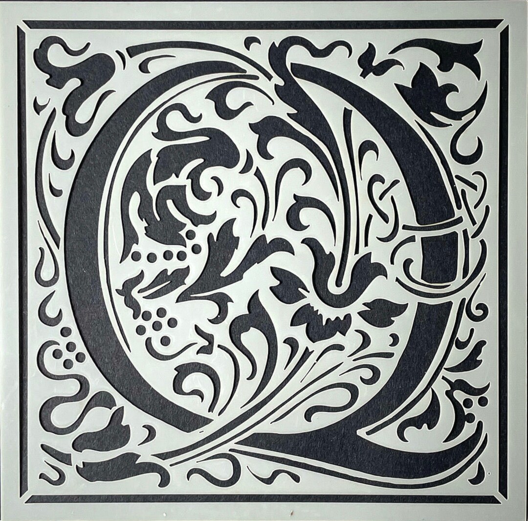 William Morris Inspired Cloister Letters - Letter Q - Etsy
