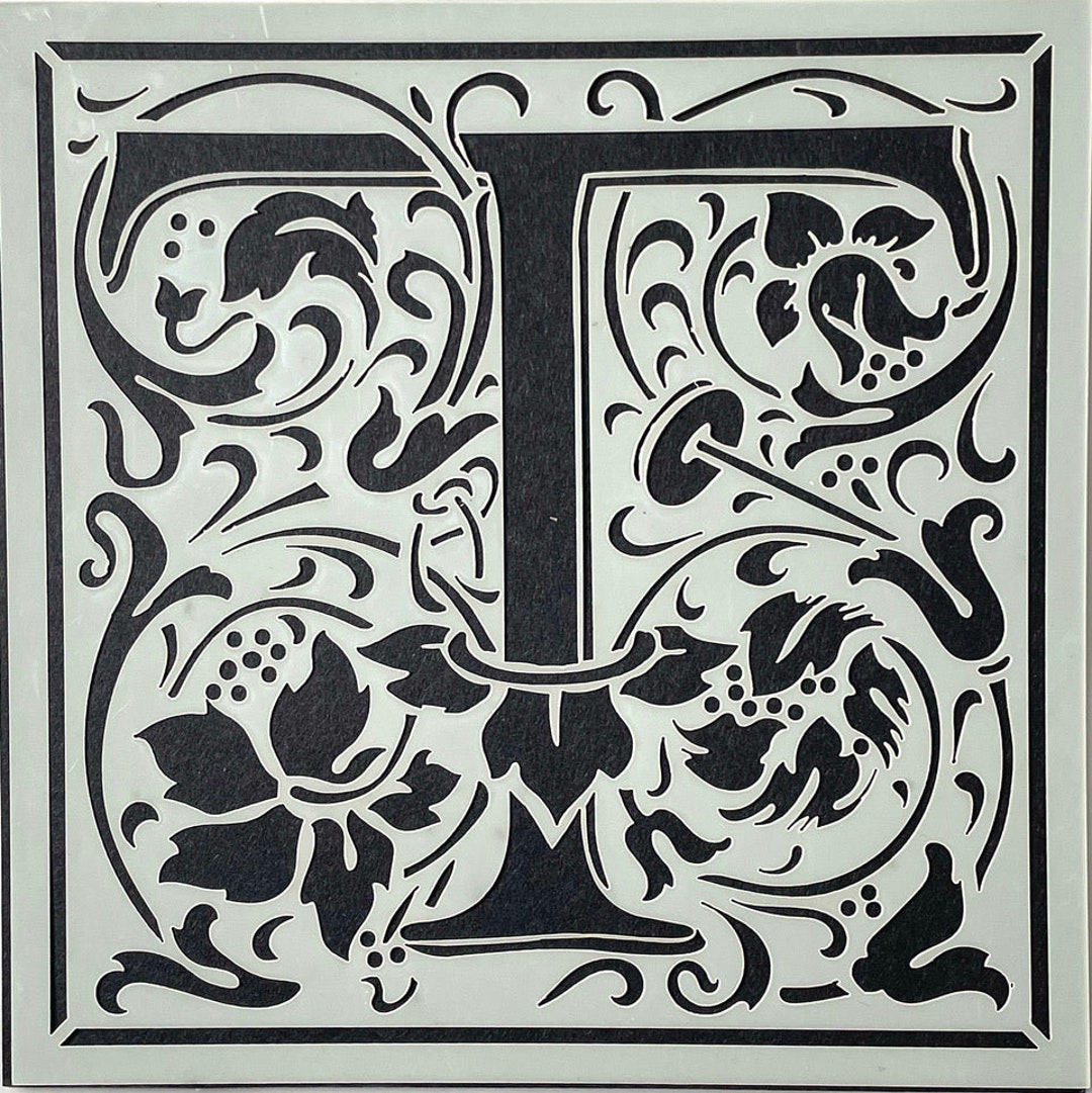 William Morris Inspired Cloister Letters - Letter T - Craft Stencil - Etsy