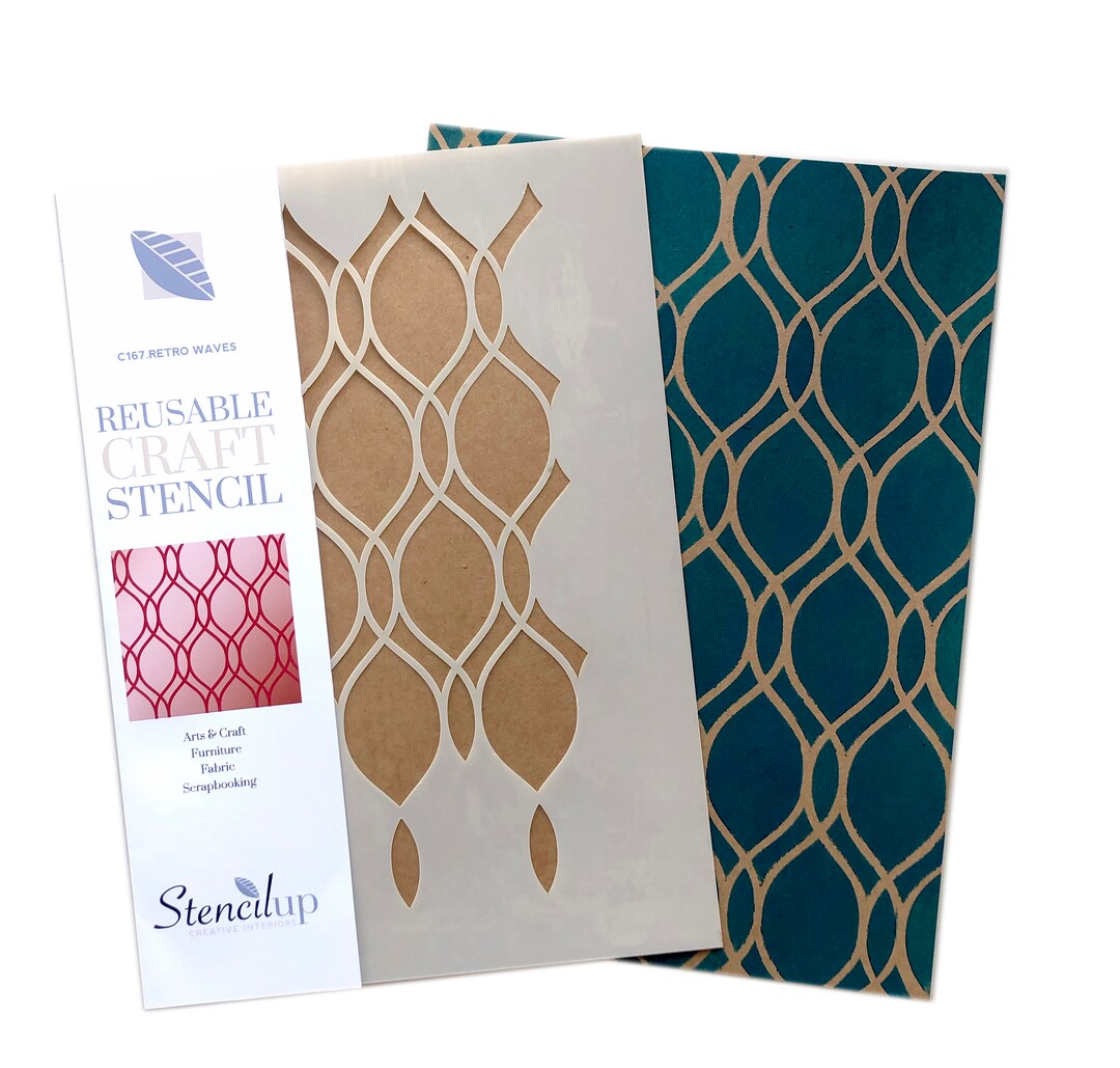 RETRO WAVE GEOMETRIC Stencil. Repeating Design for Furniture and Fabric ...