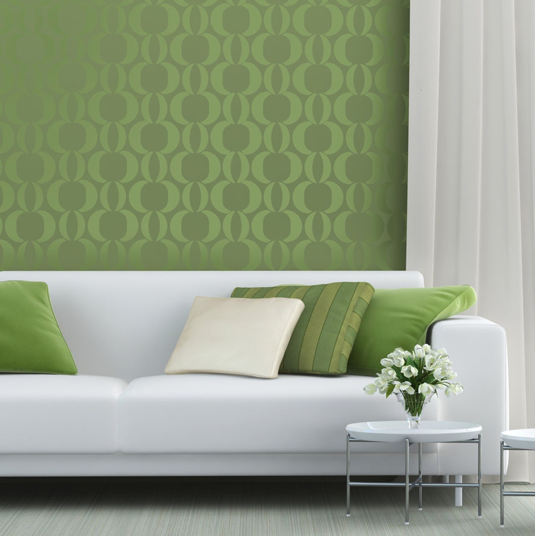 RETRO LINK All Over Wallpaper Stencil / Reusable Stencil / DIY / Home ...