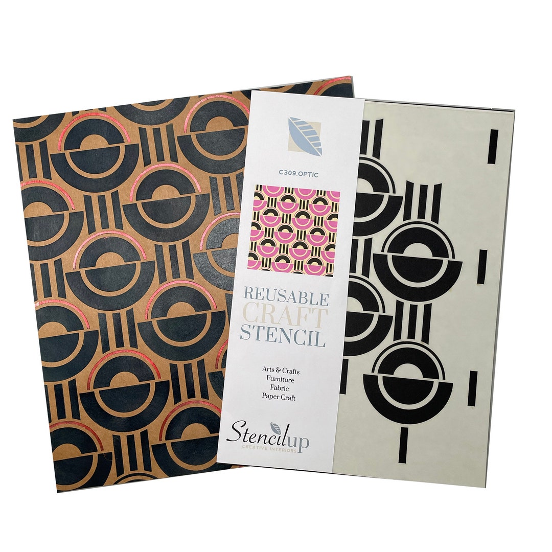 OPTIC Geometric, Retro Stencil for Painting. Reusable Painting Stencil ...