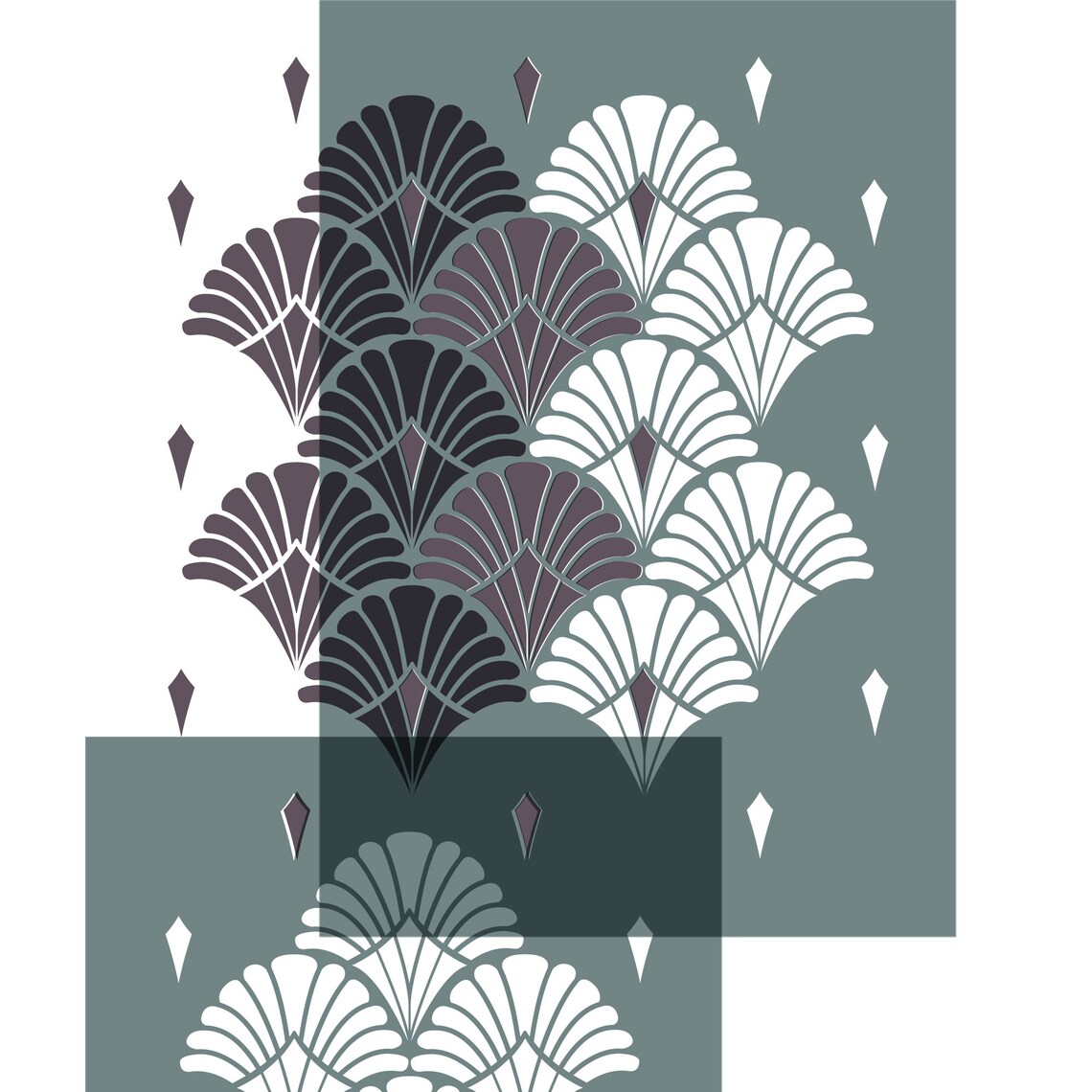 DECO SHELLS an Art Deco Wallpaper Style Stencil Our Stencils - Etsy