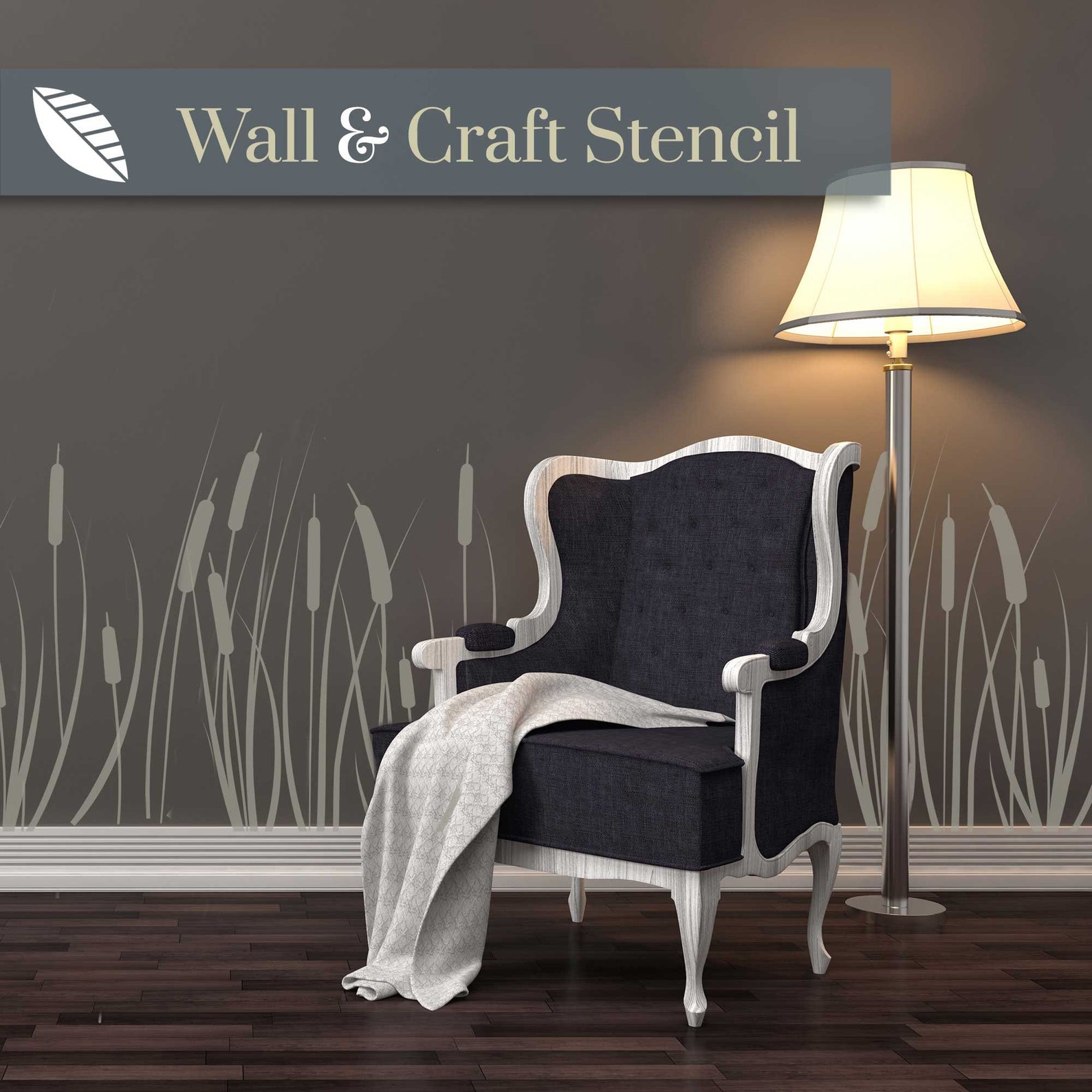 BULRUSH/CATTAIL Allover Wallpaper Stencil. A Reusable Stencil for ...