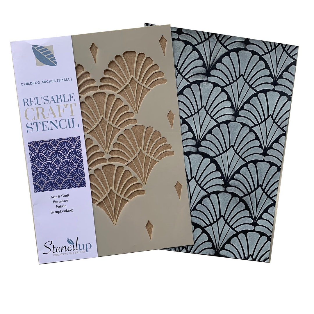 DECO SHELLS Art Deco Furniture Stencil for Painting. Reusable Adhesive ...