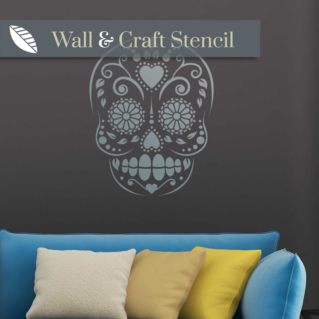 CANDY SKULL Stencil. Large Motif With a Sugar Skull Design. Wall and ...