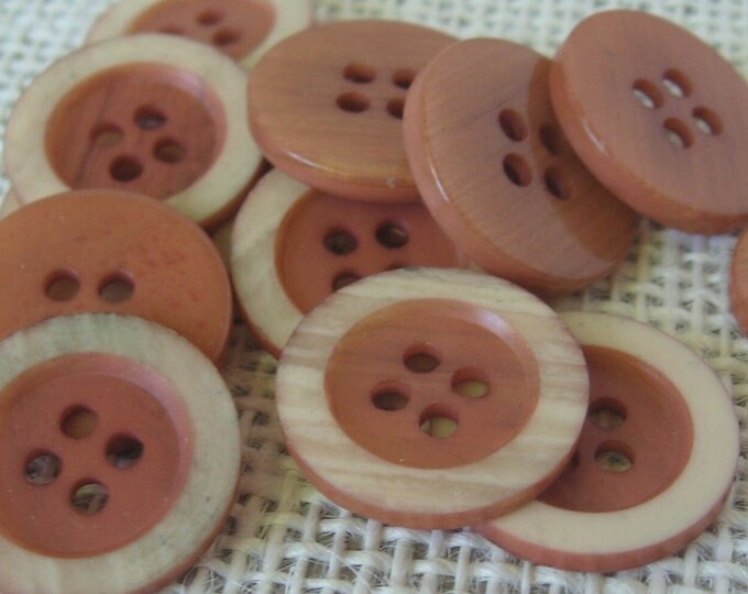 30 Two Tone Brown 3/4 Inch Buttons, Plastic Round 4 Hole Button, Rustic ...
