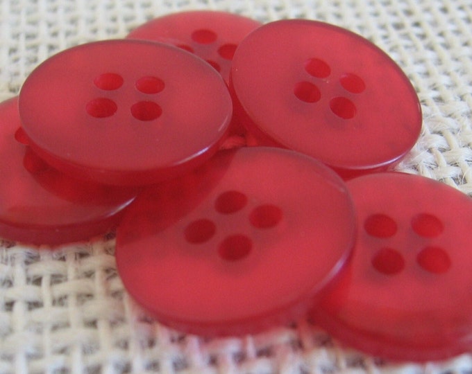 6 Opaque Red 11/16 Inch Buttons, Plastic 4 Hole Button, Sweater Top ...