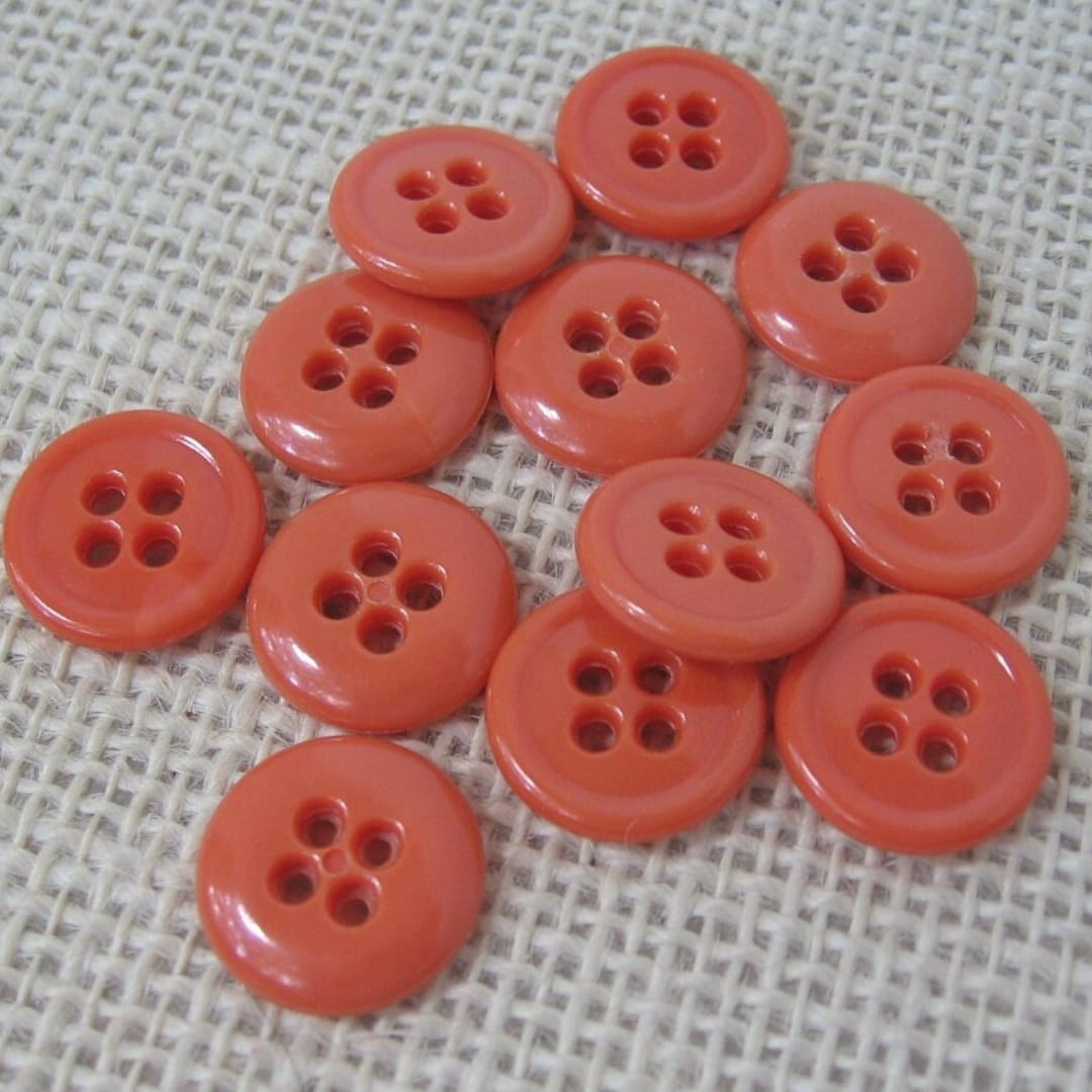 Orange 5/8 Inch Buttons, Plastic 4 Hole Button, Clothing Crafts Costume ...