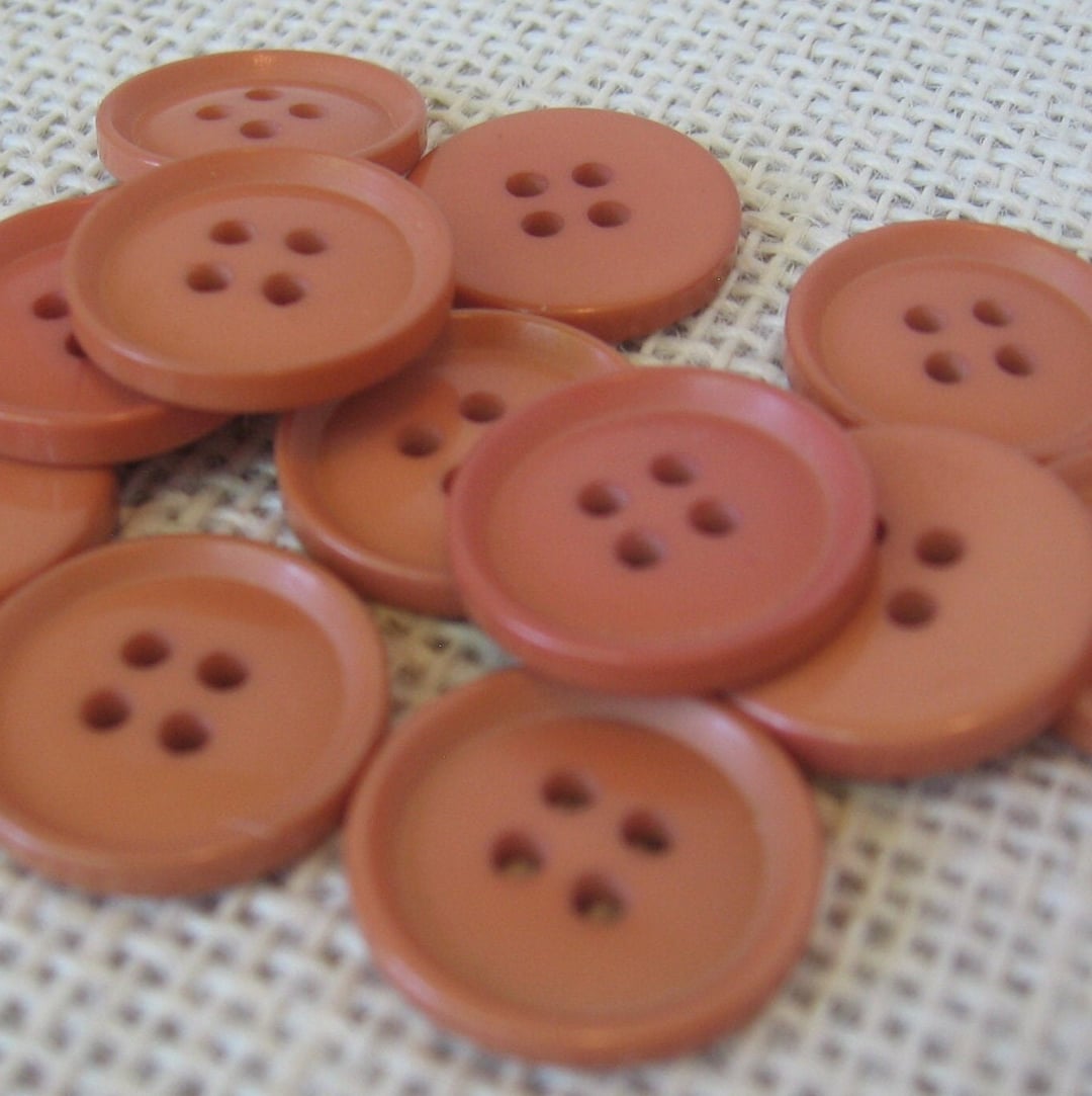13 Brown 3/4 Inch Buttons, Plastic 4 Hole Round Button, Costume ...