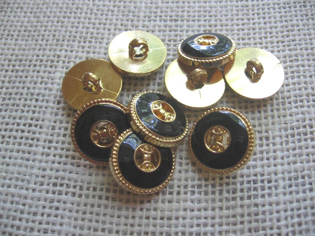 Gold and Black 3/4 Inch Buttons, Plastic Shank Round Button, Sewing ...