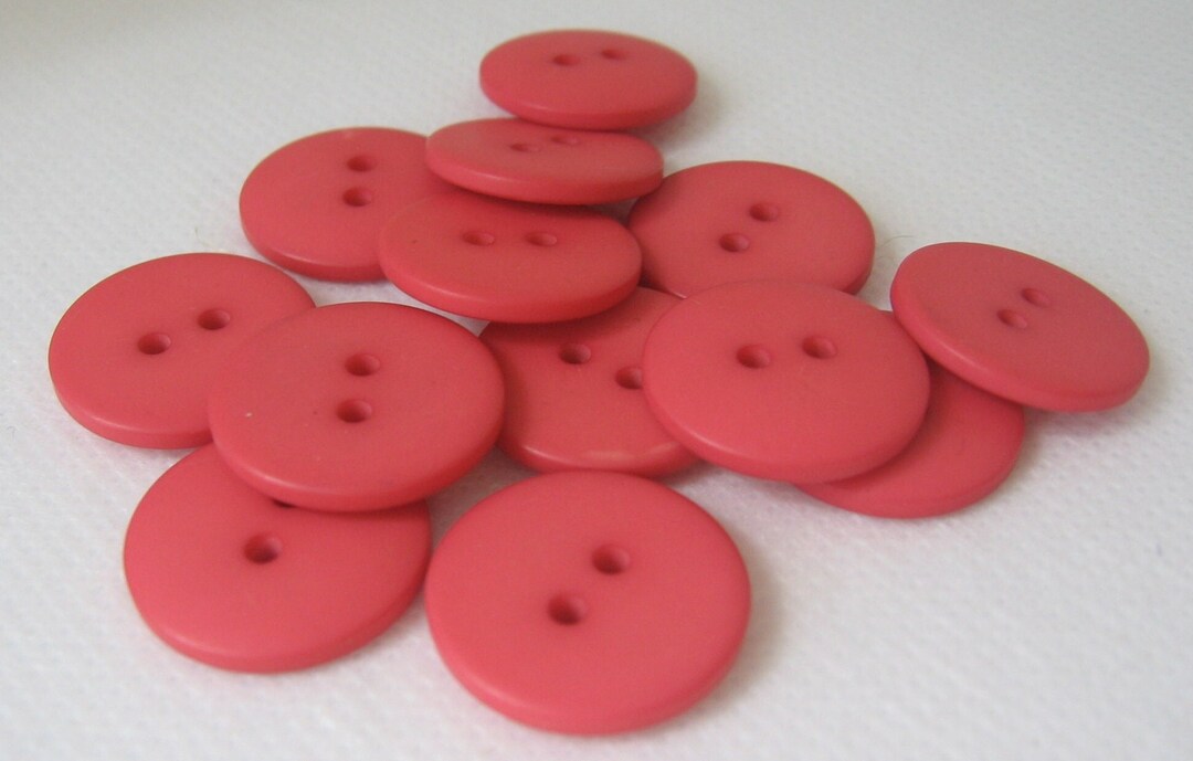 15 Dark Salmon 3/4 Inch Buttons, Plastic 2 Hole Round Button, Sew Thru ...