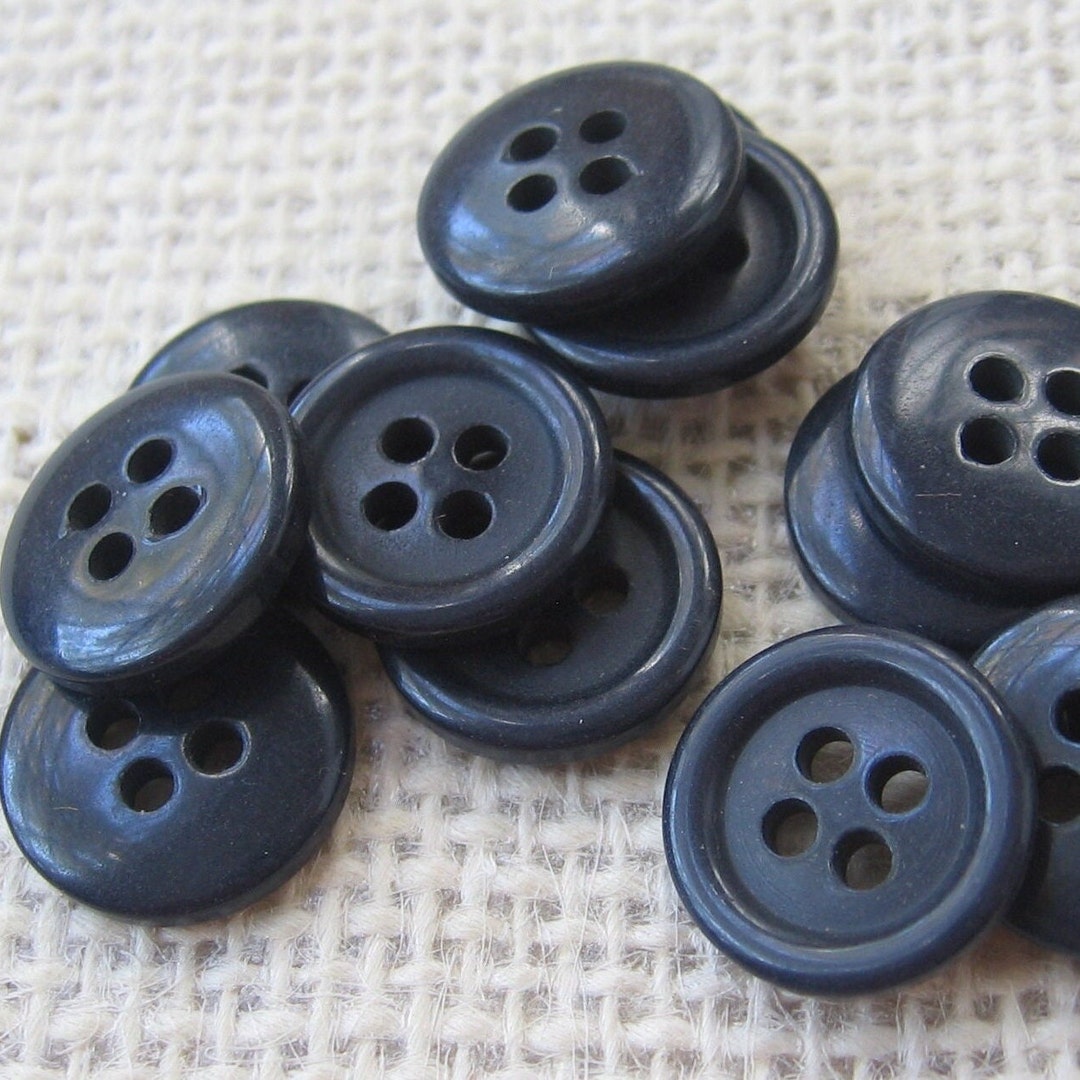 Dark Blue 9/16 Inch Buttons, Plastic Round 4 Hole Buttons, Rustic ...