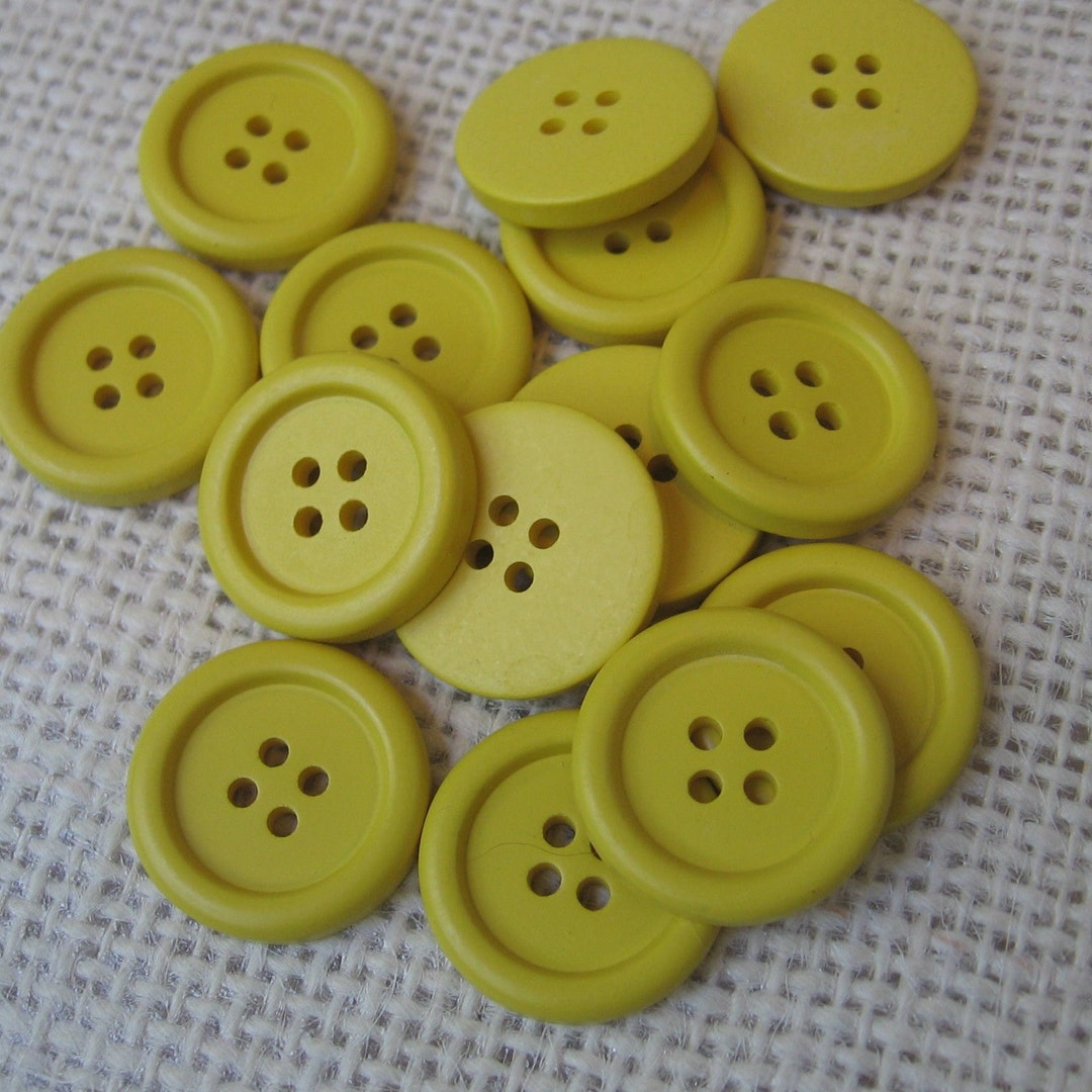 Yellow 3/4 Inch Buttons, Plastic 4 Hole Round, Costume Clothing ...