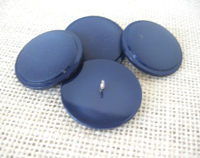 4 Large Navy Blue Buttons: Metal Shank, Textured (1 5/16 Inch ...