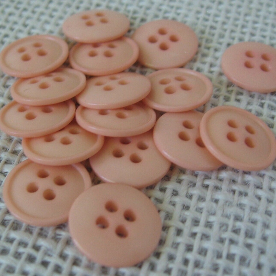 16 Peach 1/2 Inch Buttons, Plastic 4 Hole Round Button, Doll Plush Baby ...