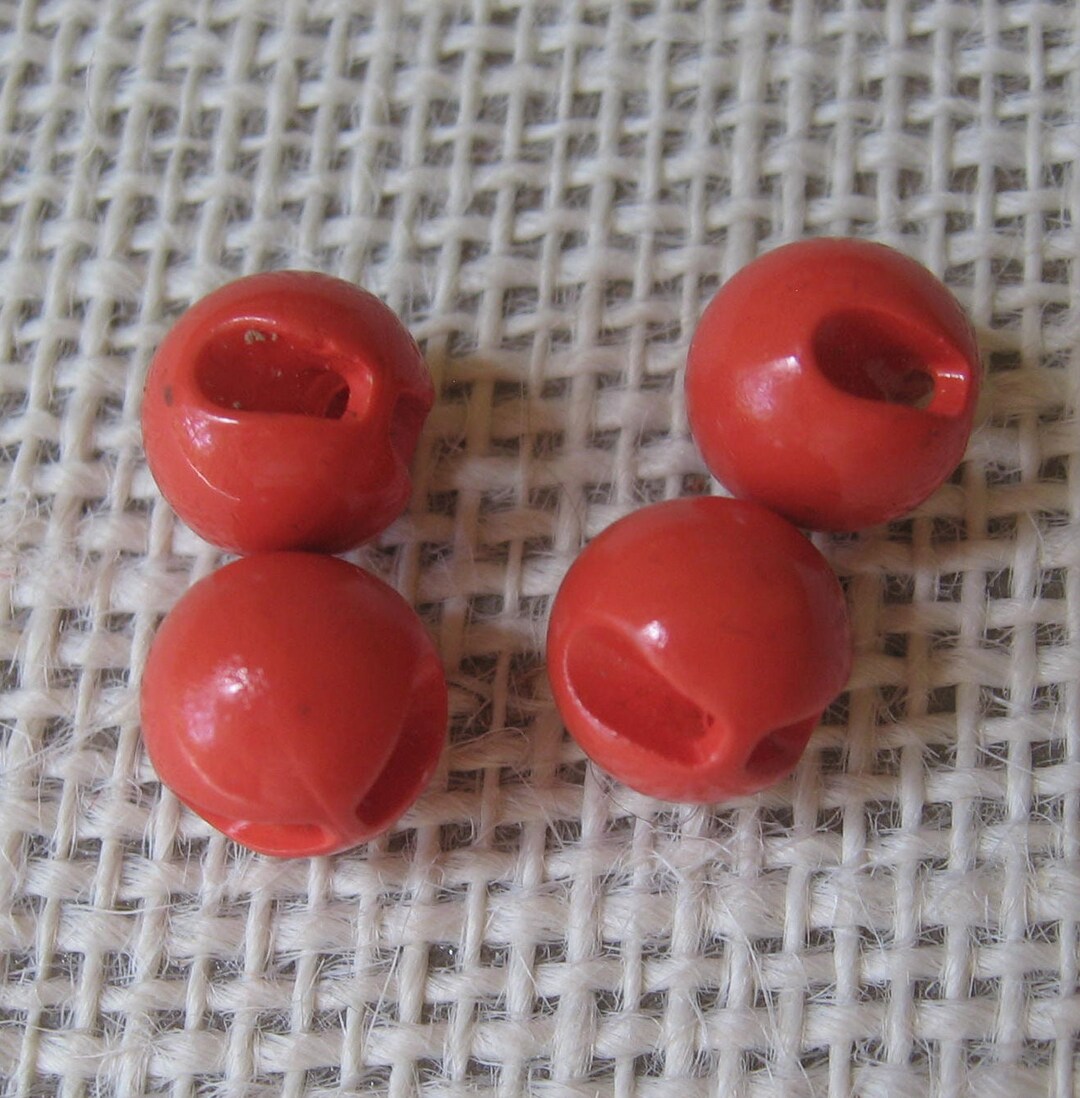 4 Small Round Ball Orange Buttons, 3/8 Inch Sew Thru Shank Buttons ...