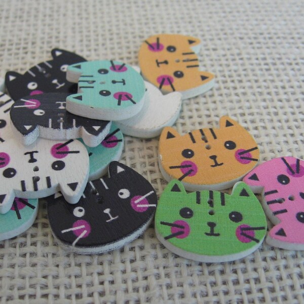 Painted Wood Buttons - Etsy