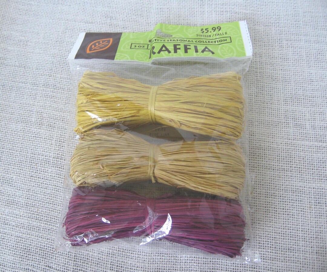 Fall Natural Raffia, NEW Package of 3 Colors, Yellow Natural Cranberry ...