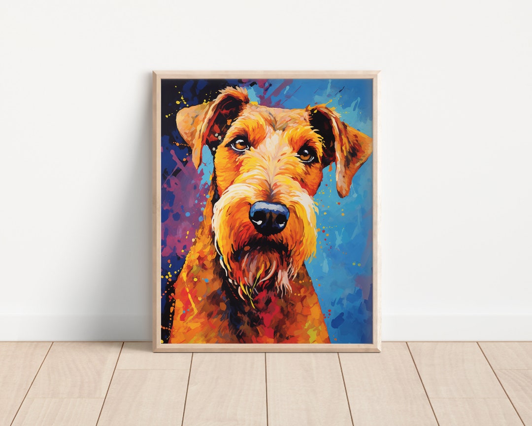 Airedale Terrier 8x10 Splatter Paint Style Matte Art Print frame Not ...