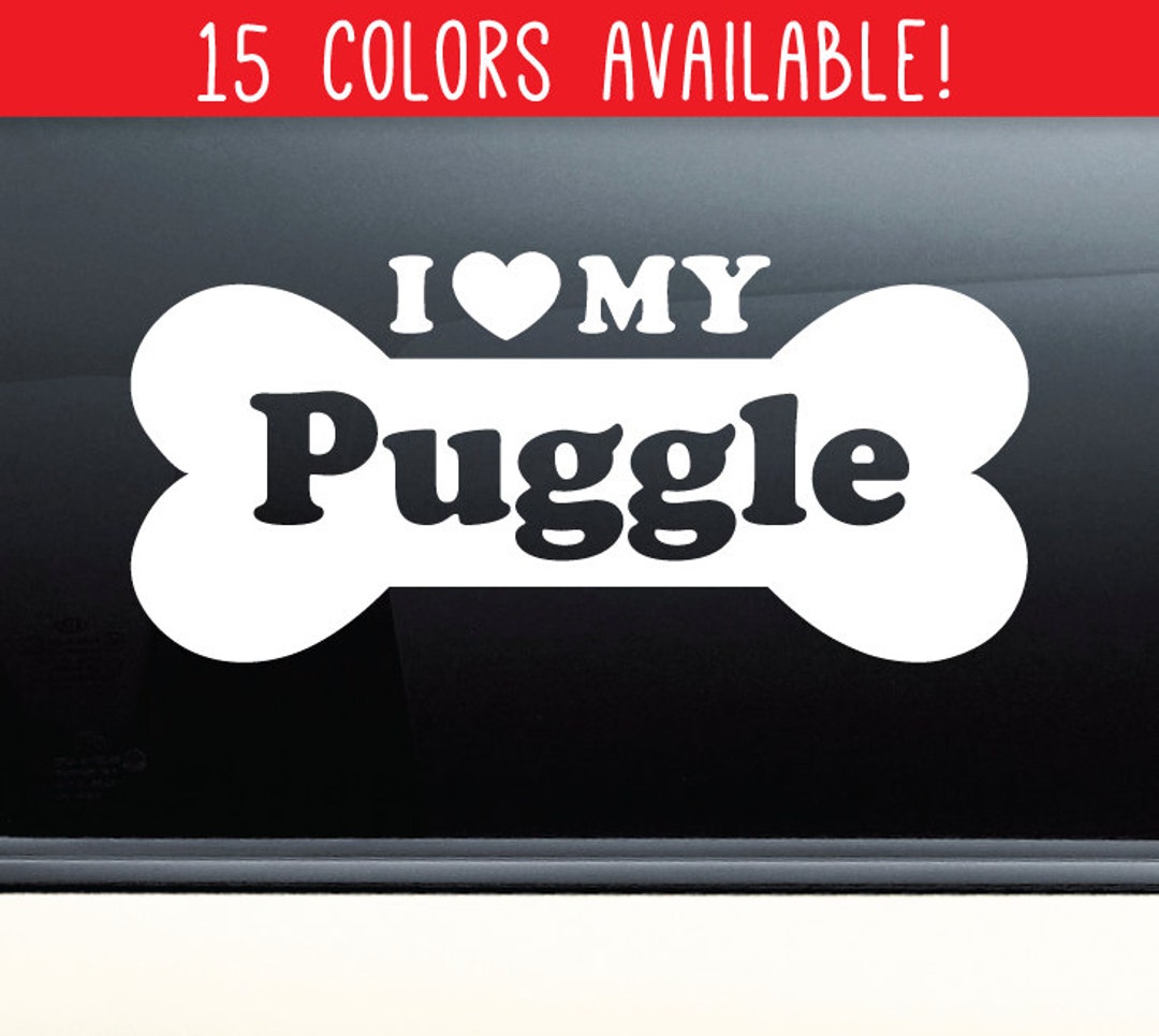Puggle Vinyl Decal | Puggle Gift | I Love My Puggle Decal for Cars ...
