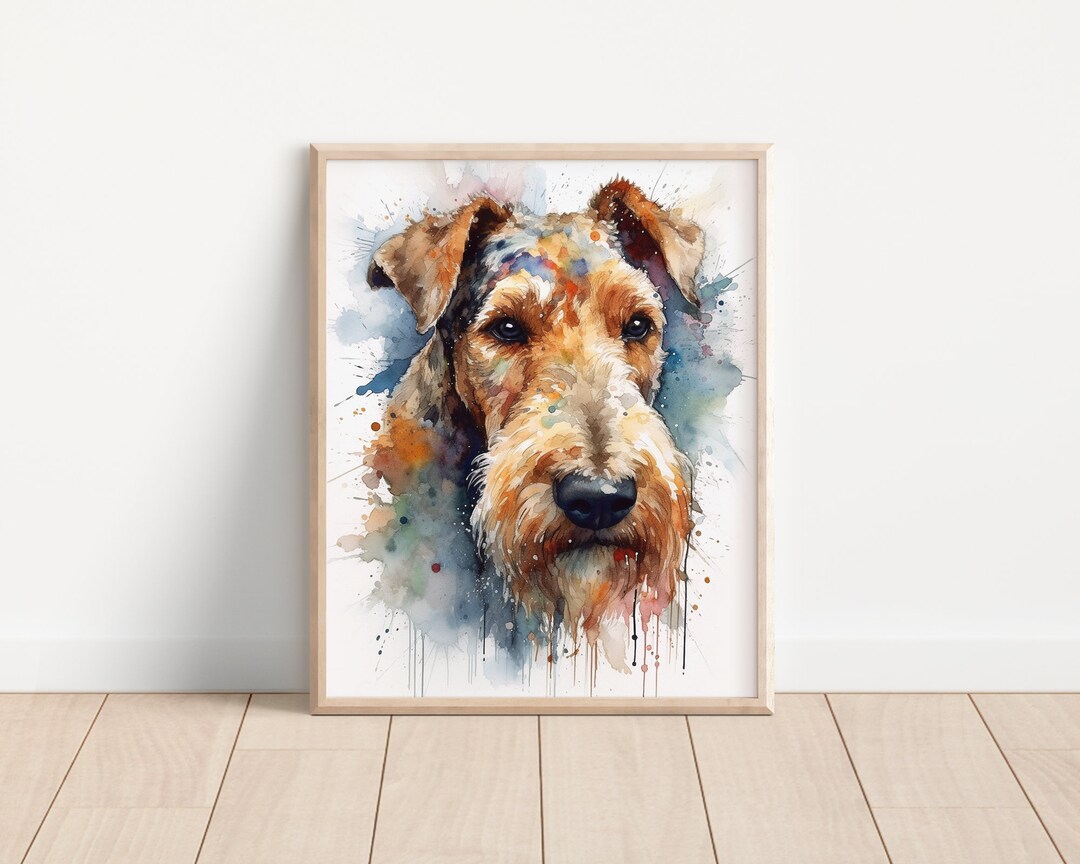 Airedale Terrier 8x10 Watercolor Style Matte Art Print frame Not ...