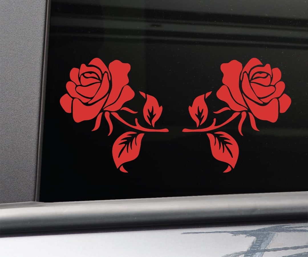 Rose Pair (left and Right) Vinyl Decals | Roses Decals for Cars ...