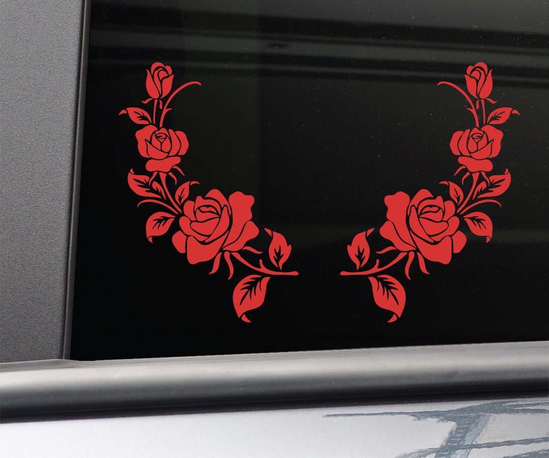 Rose Roses Pair (left and Right) Vinyl Decals | Roses Decals for Cars ...