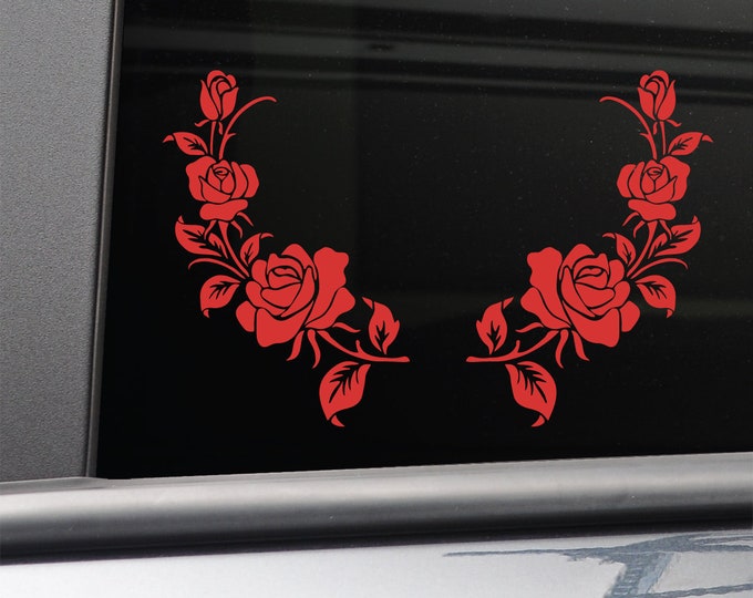 Big Red Permanent Vinyl Rose | Red Decal for Laptop, Car Window, Laptop ...
